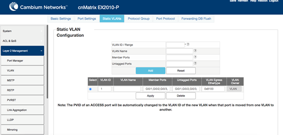 Quick Configuration Guide: Cambium Cnmatrix switch - MiRO